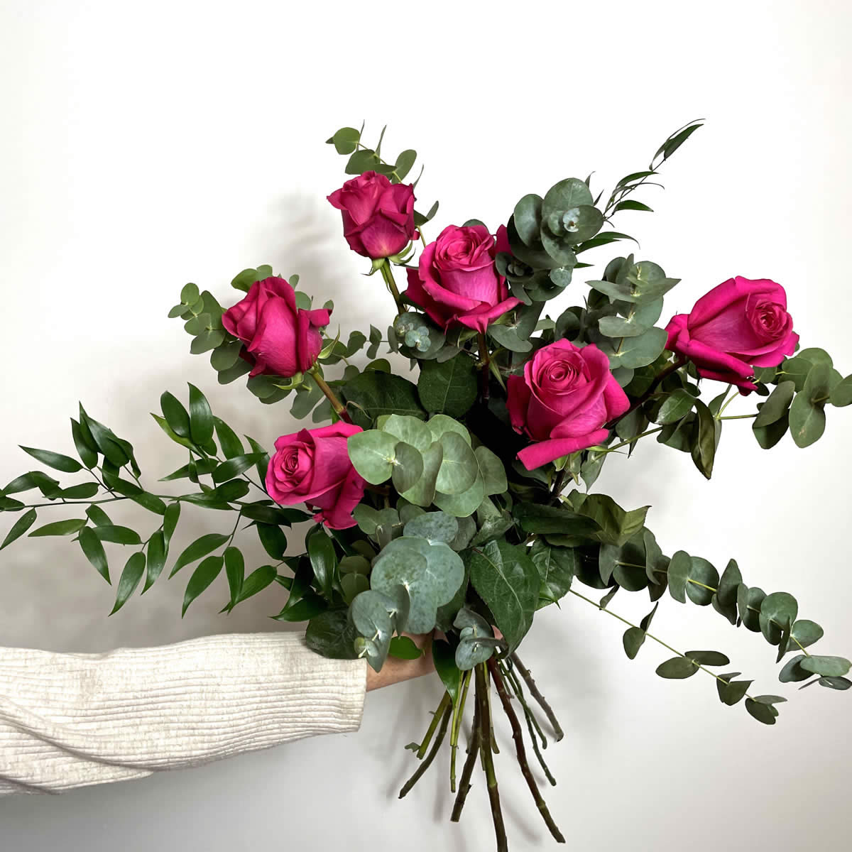 Hot Pink Roses Wedding Bouquet